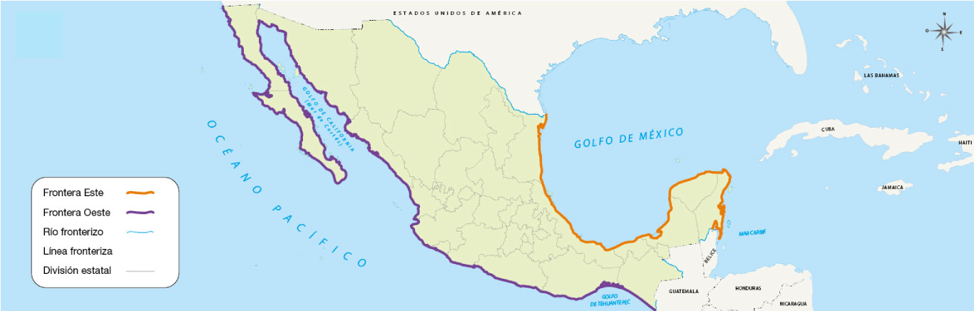 Mapa De Fronteras De Mexico Límites De México (con Mapa) — Saber
