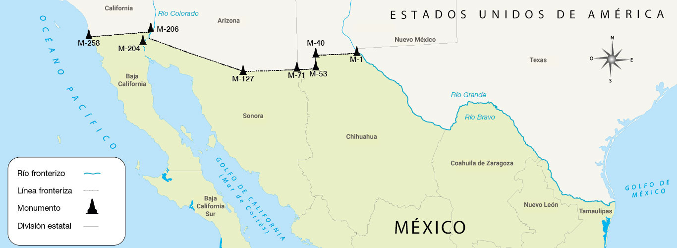 Mapa De La Frontera De Mexico Y Usa