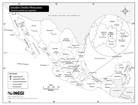 Mapa De Mexico Y Sus Estados Y Capitales